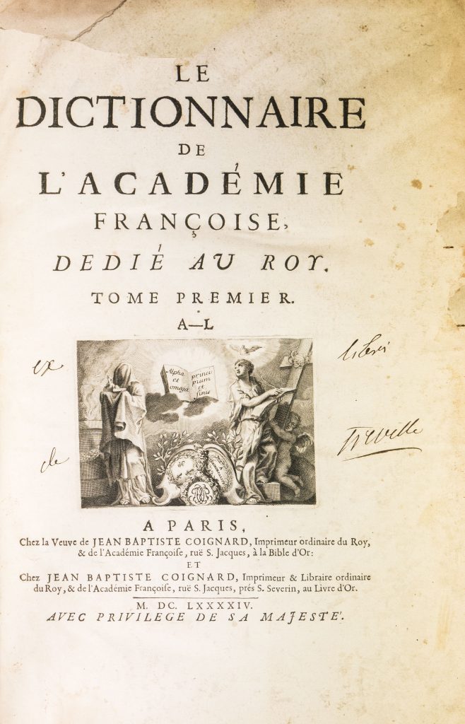 Dictionnaire de l'Académie françoise 1694 (1ère édition) - Le Dicopathe